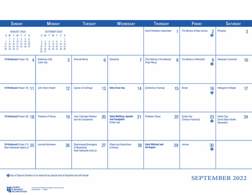 2023 Parish Wall Calendar: September 2022 Through December 2023 ...
